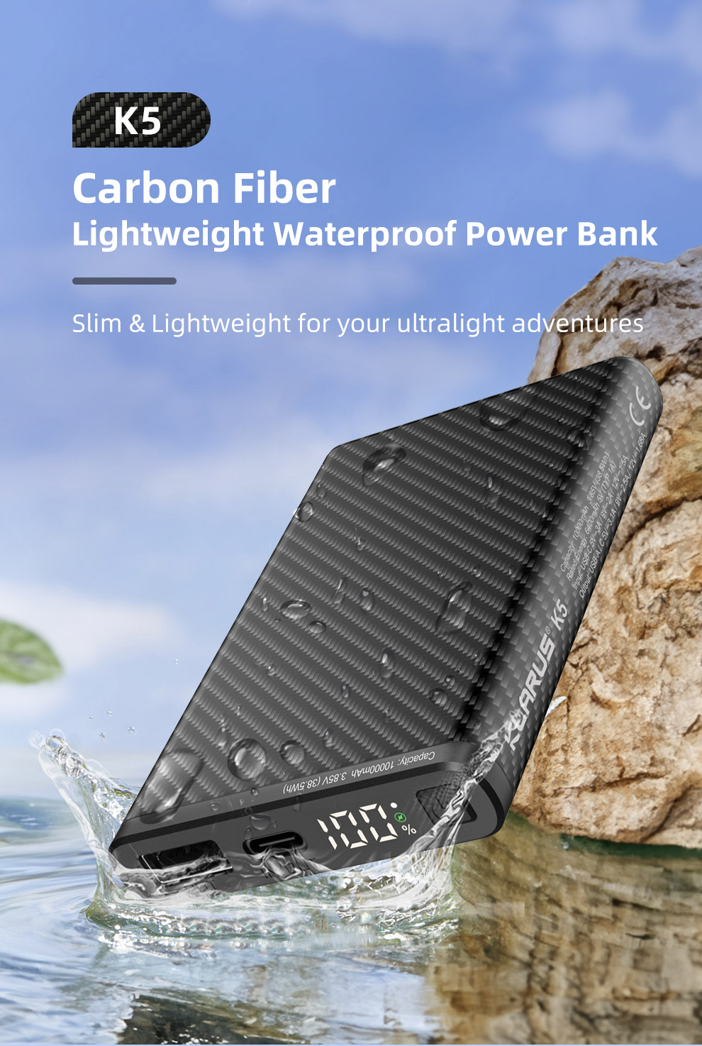 Full Carbon Fiber Lightweight Waterproof Powerbank-Outdoors-KLARUS